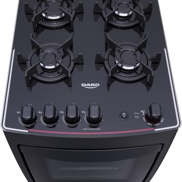 Fogão Dako 4 bocas Mesa de Vidro Supreme Glass Preto ou Branco BIVOLT tem aqui
